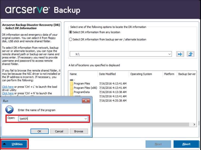 P00003641 | Arcserve Backup 19.0 | Disaster Recovery fails to read the ...